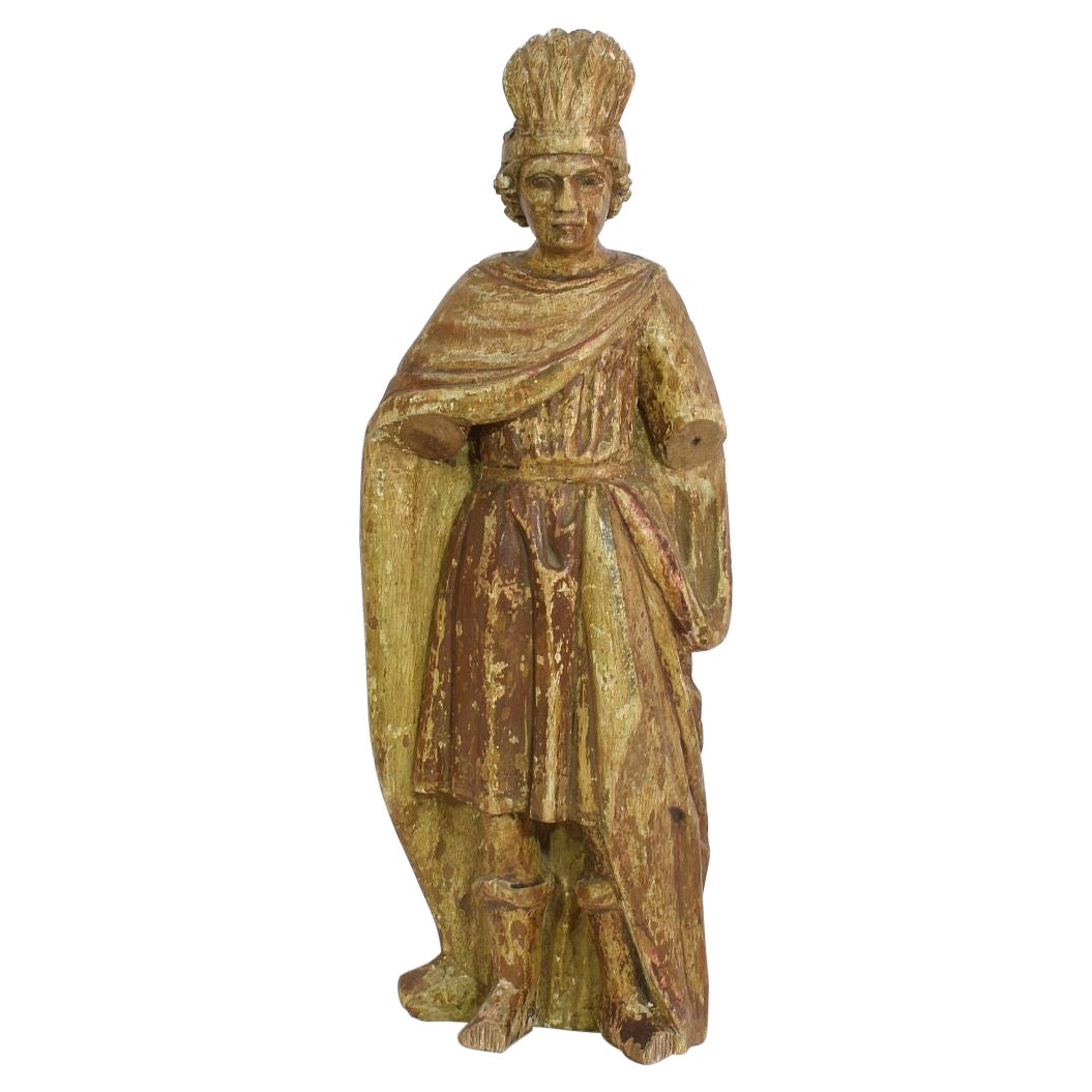 French 18th Century Carved Wooden Saint Statue at 1stDibs