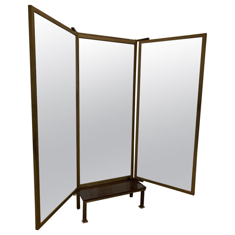 Incredible Handsome Three Winged Dressing Mirror 60-70s Italy at 1stDibs