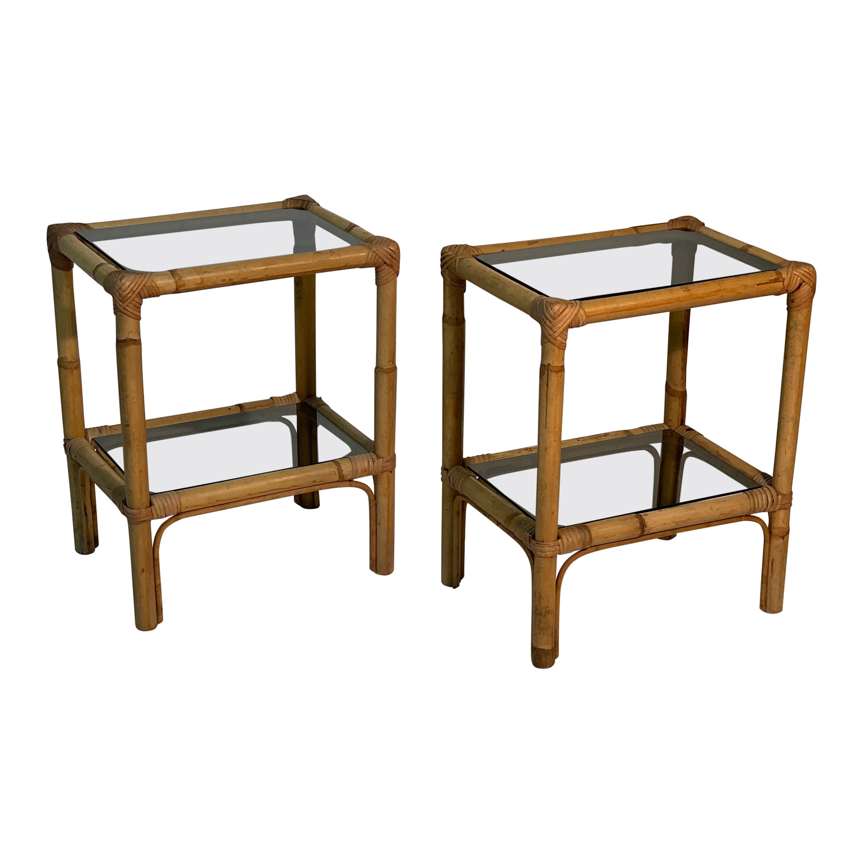 Pair of Italian Mid-Century Bamboo Bedside Tables Night Stands For Sale ...