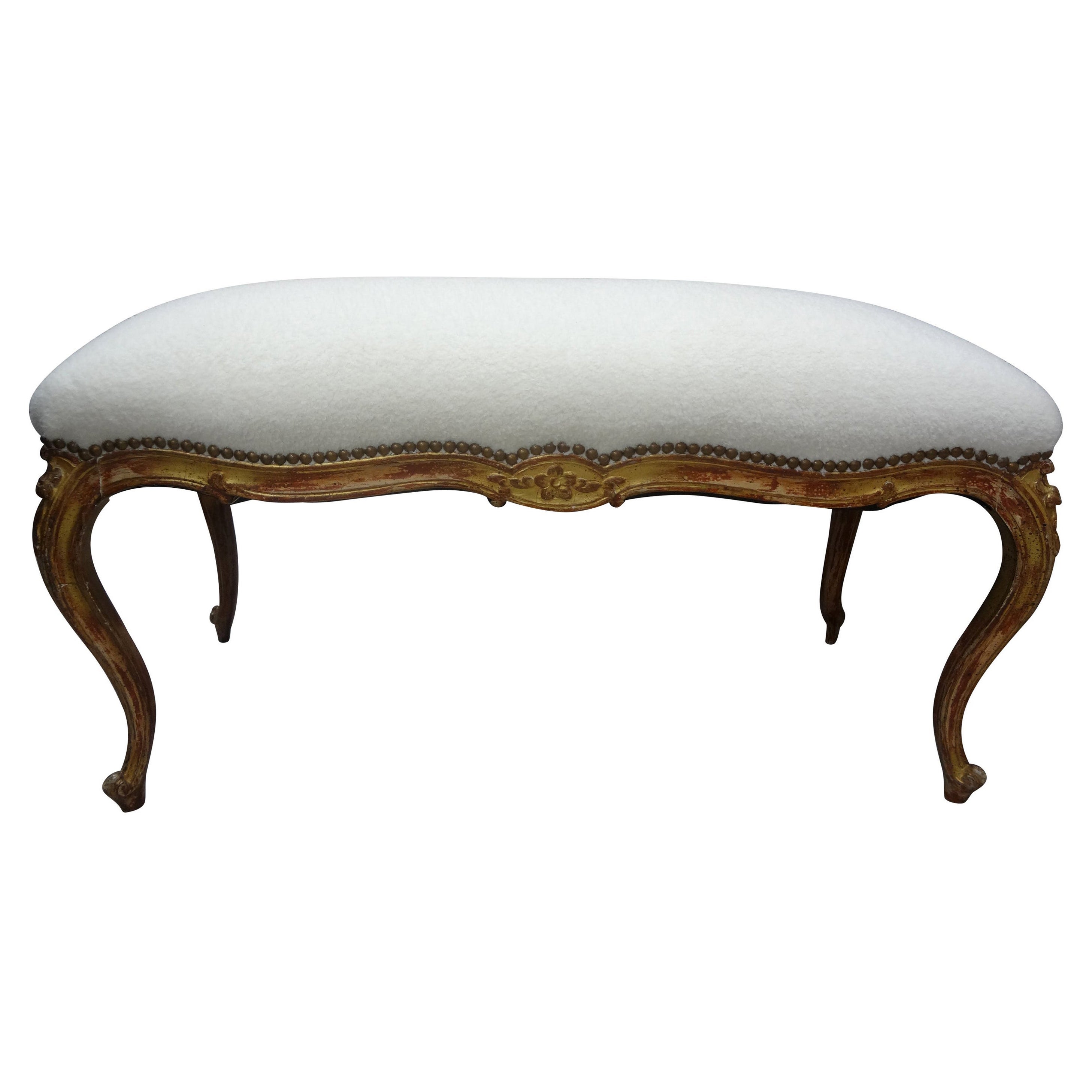 19th Century French Louis XIV Style Giltwood Bench For Sale at 1stDibs