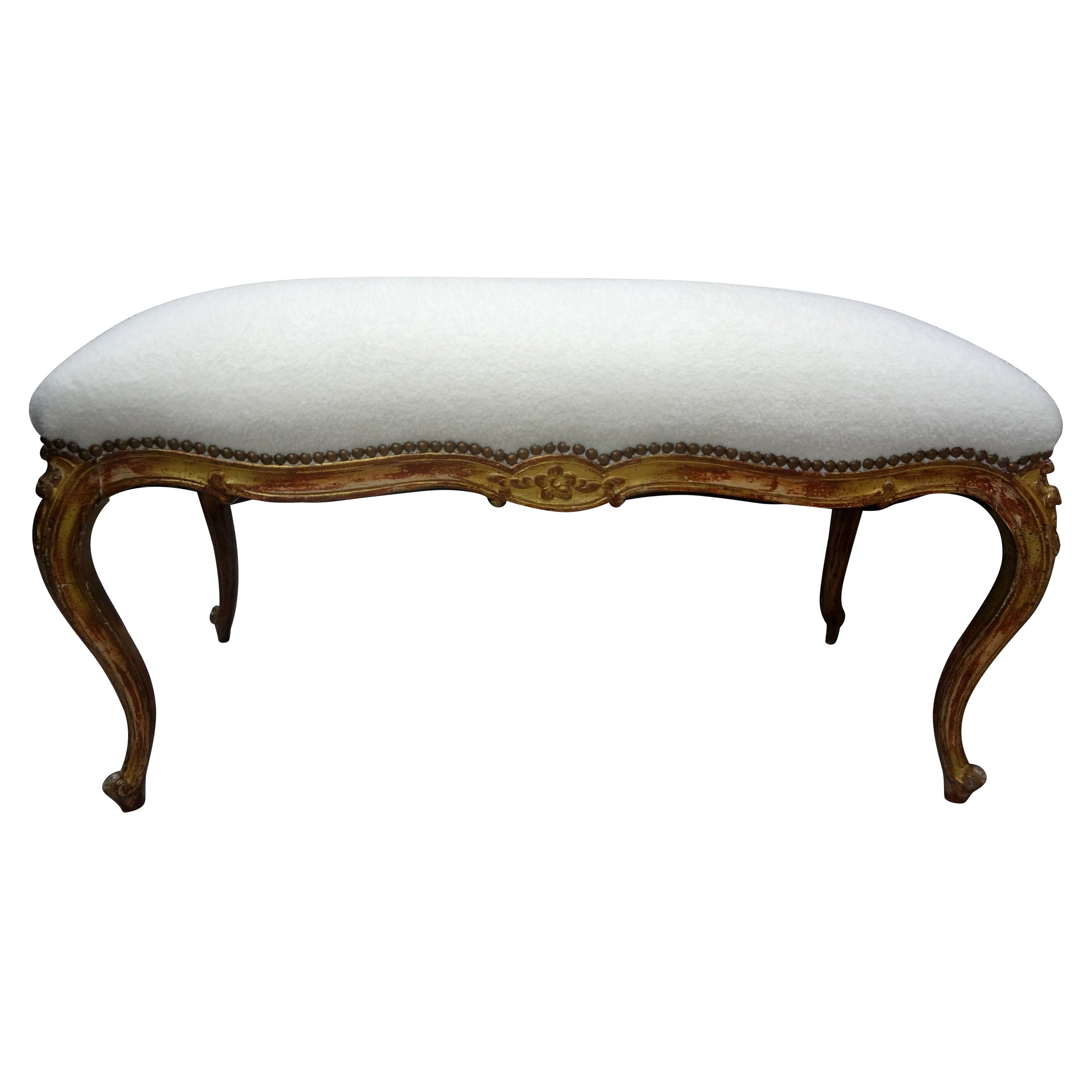 19th Century French Louis XV Style Giltwood Bench For Sale at 1stDibs