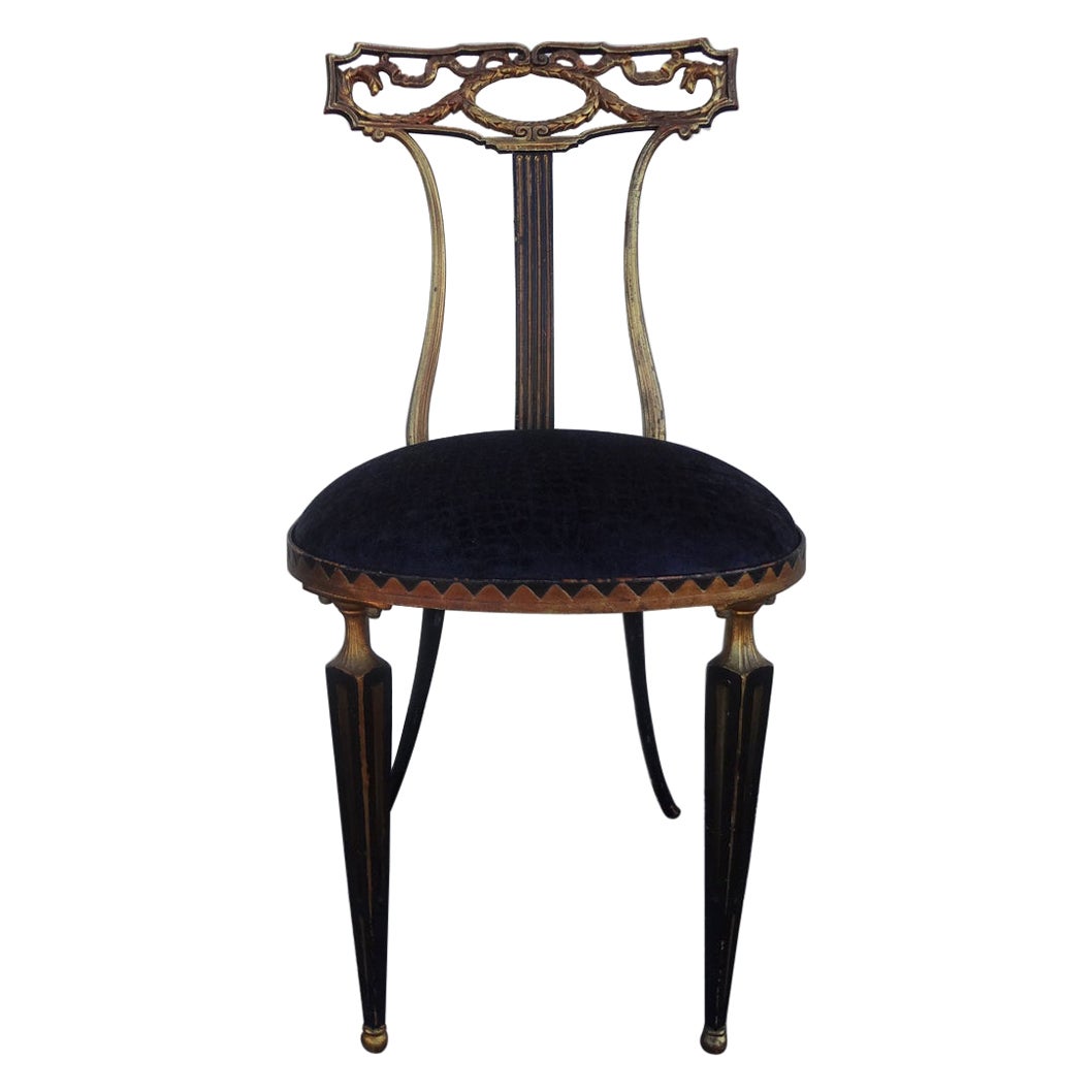 Vintage French Neoclassical Gilded Metal Chair, circa 1940 For Sale at ...