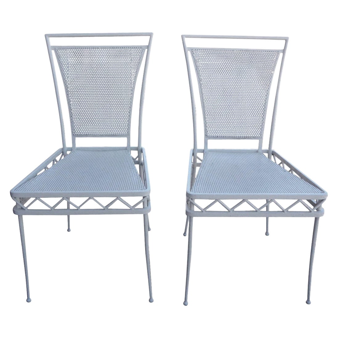 Pair of Rounded Basket Chairs with Iron Frame at 1stDibs