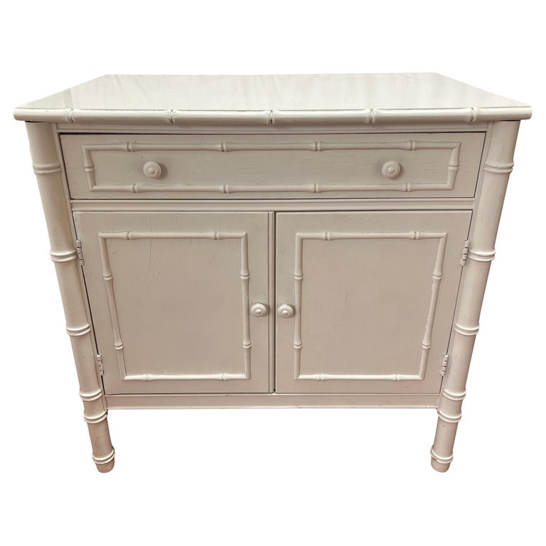 Thomasville Allegro Faux Bamboo Cabinet in White For Sale at 1stDibs