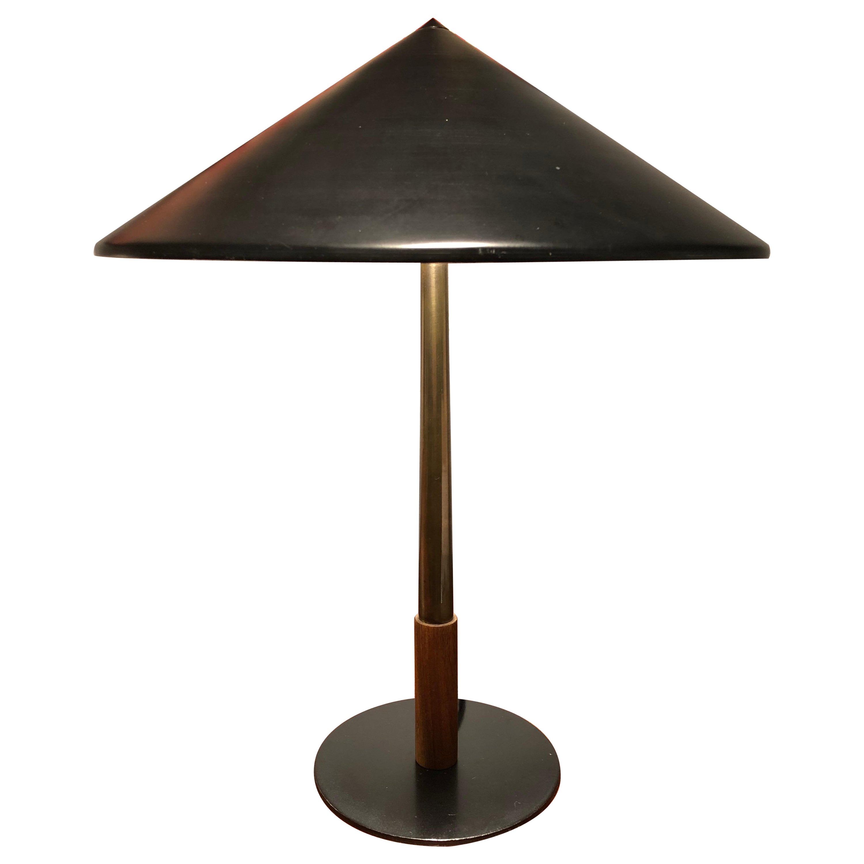 Mid-Century Wood Danish Metal Three Switch Table Lamp For Sale at 1stDibs