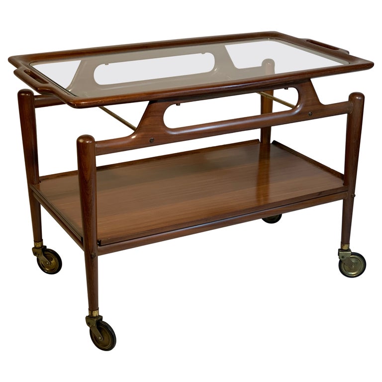 Mid Century Italian Food Trolley with Glass Shelf and Wheels For Sale ...