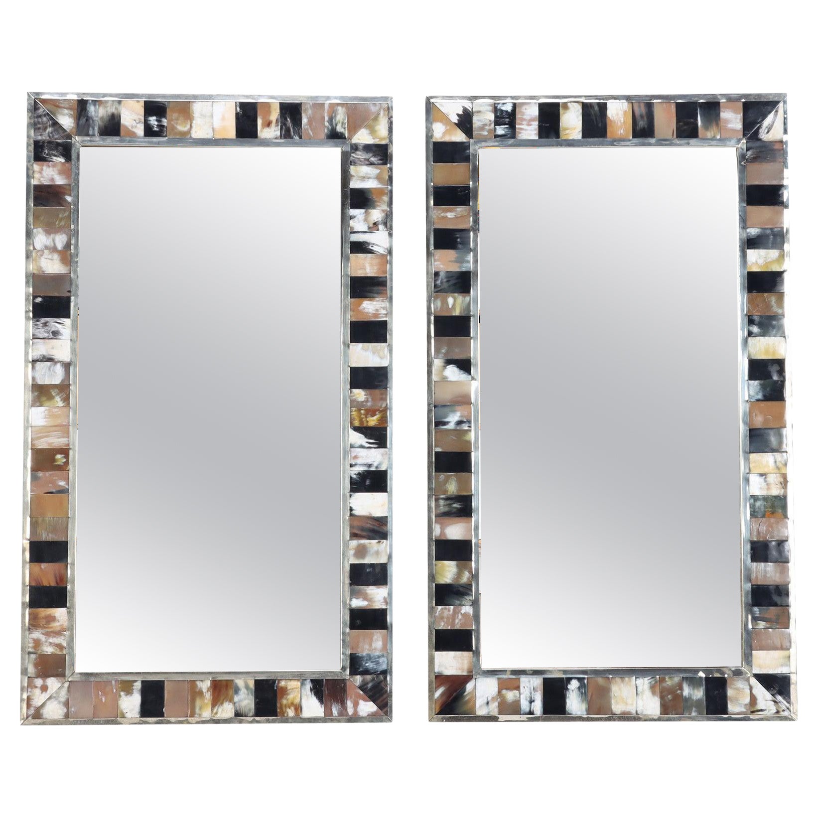 Pair of Modernism Mirrors Round and Rectangular Shape 3D Effect For ...