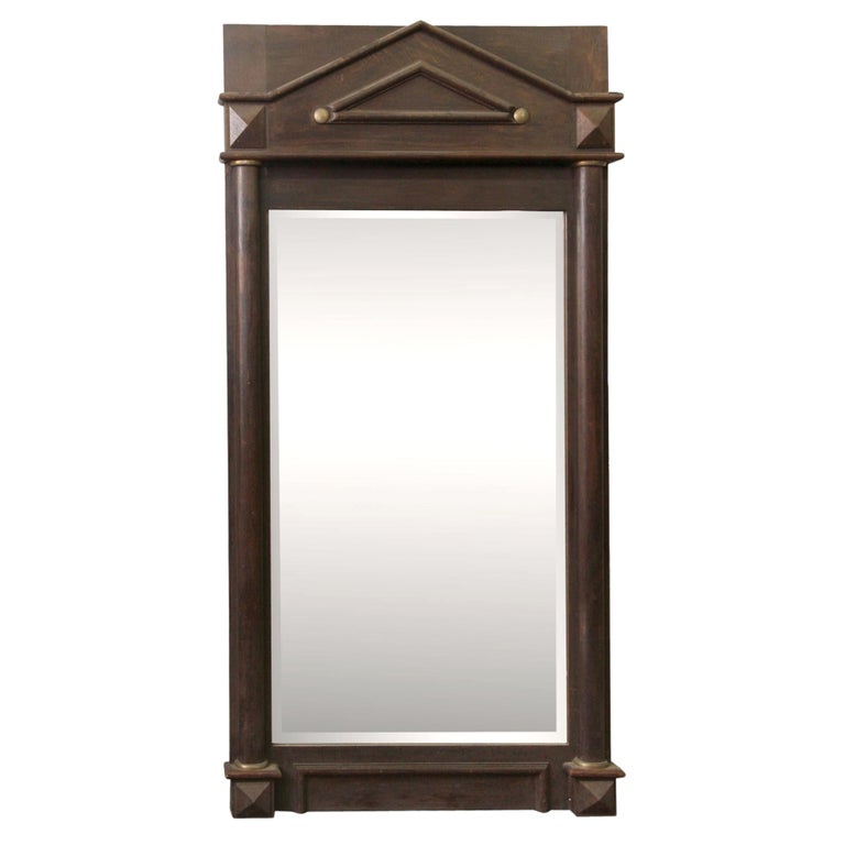 Federal Arched Top Wood Beveled Pier Mirror Dark Stain For Sale at 1stDibs