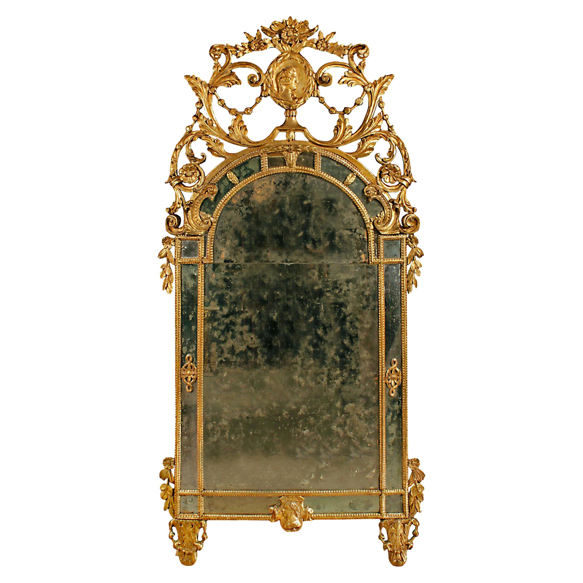 Italian 18th Century Louis XVI Period Patinated and Mecca Mirror For ...