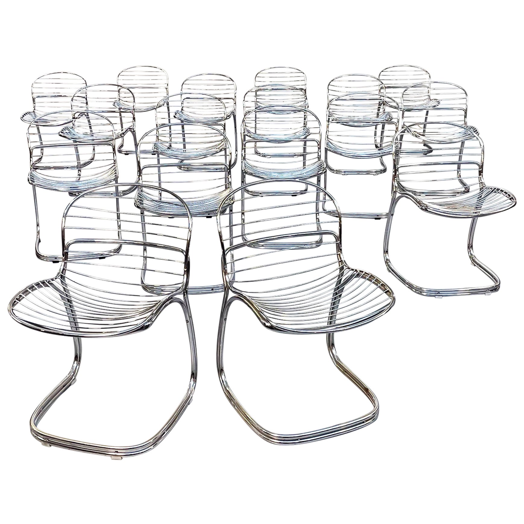 Set of Four Black Italian Sabrina Chairs and Glass Table by Gastone ...