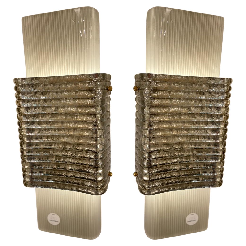 Pair of Italian Murano Gold Flecked Clam Shell Wall Light at 1stDibs