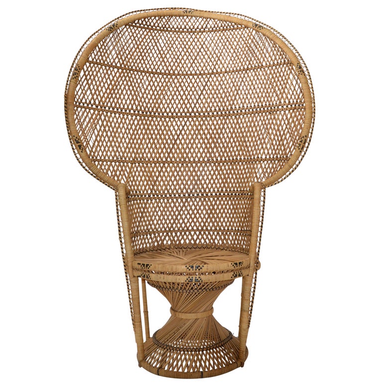 Vintage Boho Chic Handcrafted Beige and Black Wicker, Rattan, Reed ...