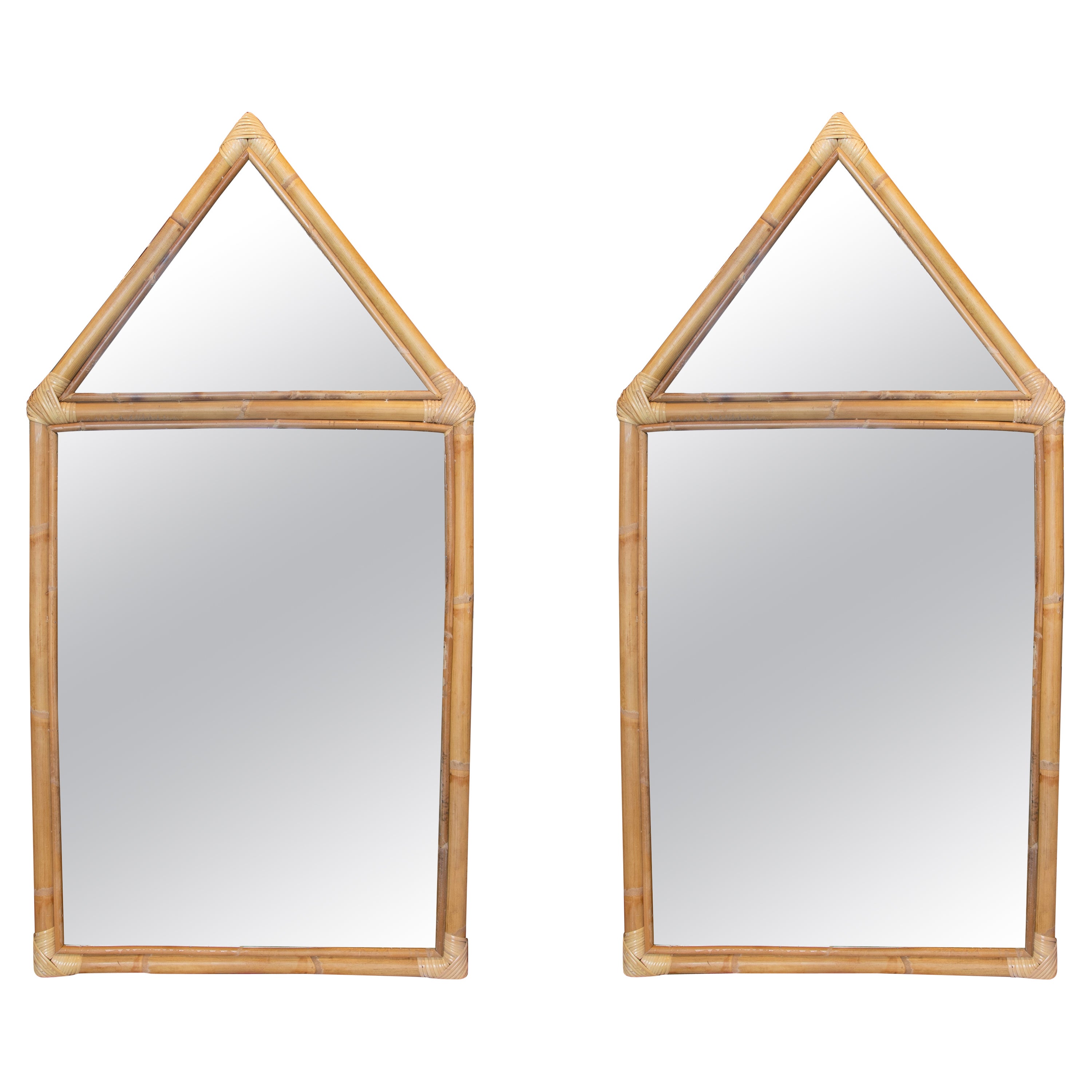 Pair of British Colonial Style Burnt Bamboo Wall Mirrors at 1stDibs ...