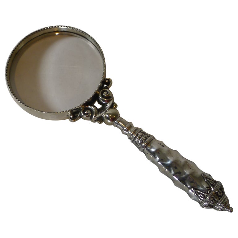Edwardian English Sterling Silver Magnifying Glass, 1907 at 1stDibs