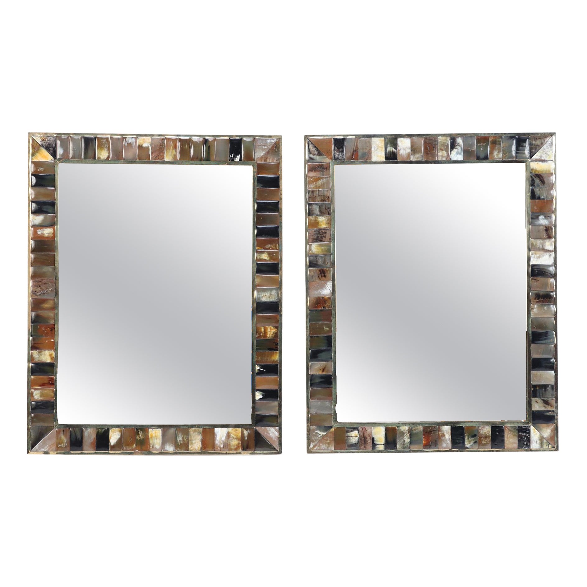 Pair of Bone and Horn Frame Mirrors at 1stDibs