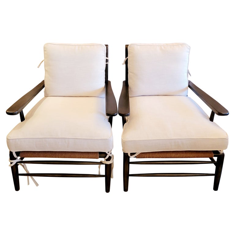 Chic Classic Single Large Club Chair with Rush Seat and New Upholstery ...