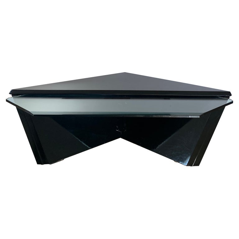 Roger Rougier Black Lacquer and Glass Cantilever Coffee Table, 1970s at ...