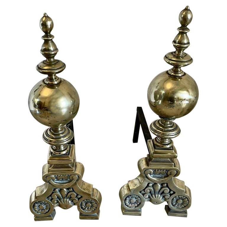 Superb Quality Ornate Antique Victorian Pair of Brass Fire Dogs For ...