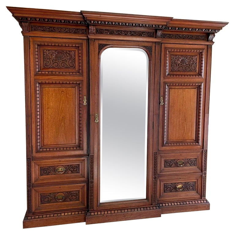 Fantastic Quality Antique Victorian Carved Walnut Breakfront Wardrobe ...