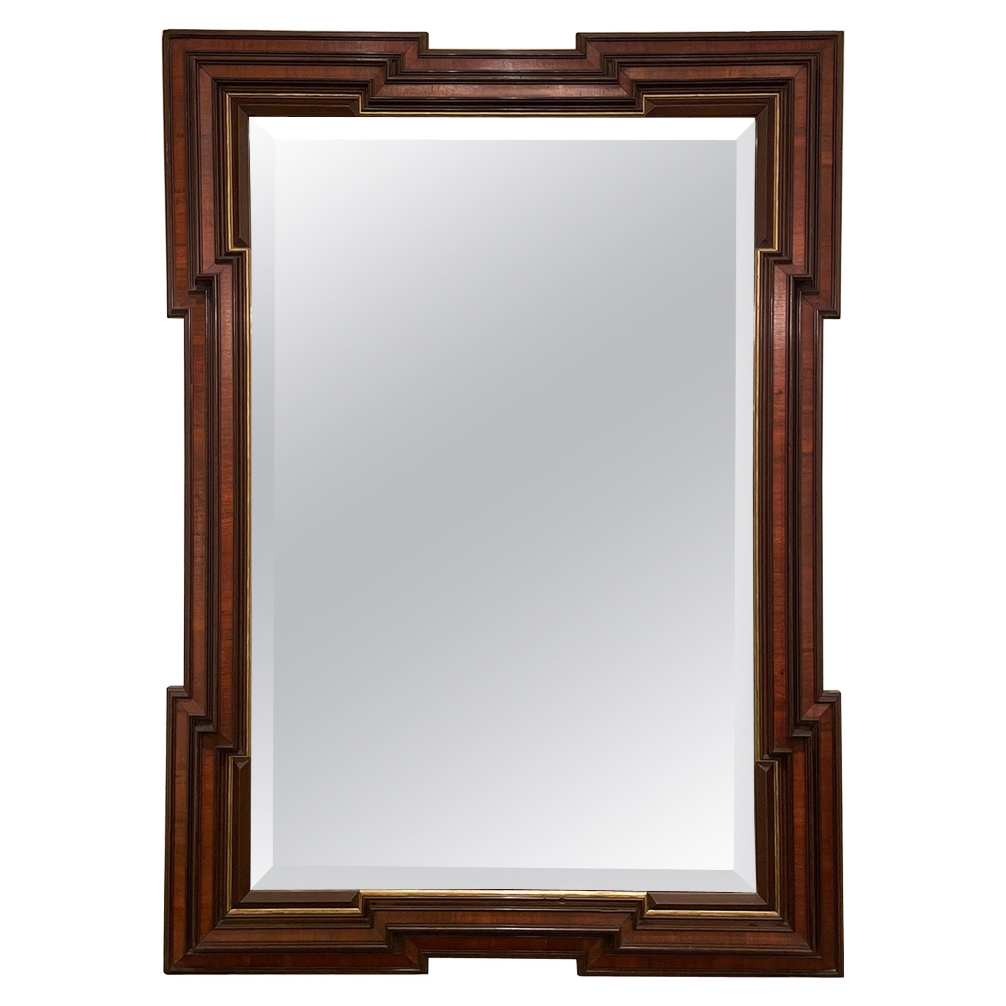 Large Chrome Framed Beveled Mirror at 1stDibs