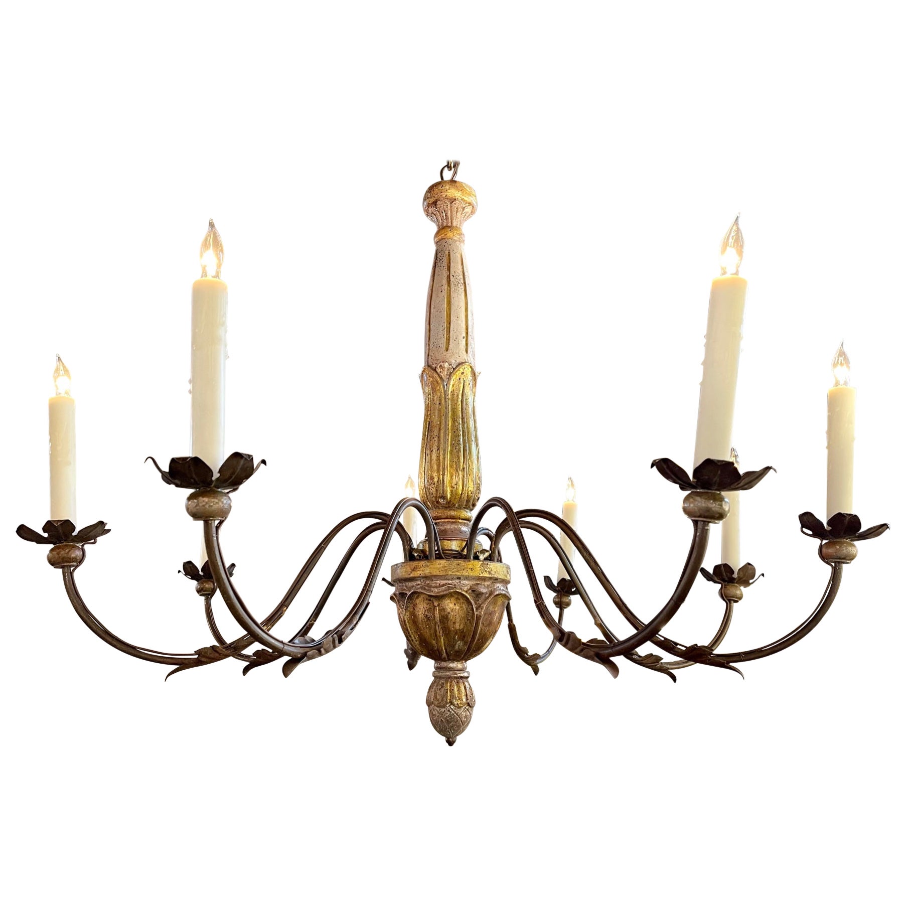 Italian Wood Chandelier For Sale at 1stDibs