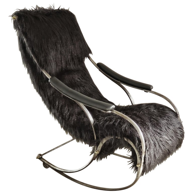 Late 19th Century Steel and Brass Fur Rocker at 1stDibs