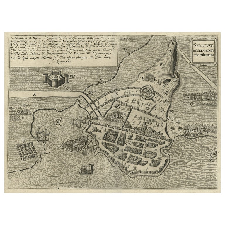 Antique Map of the Siege of Syracuse, Sicilia, Italy, 'C.1675' For Sale ...