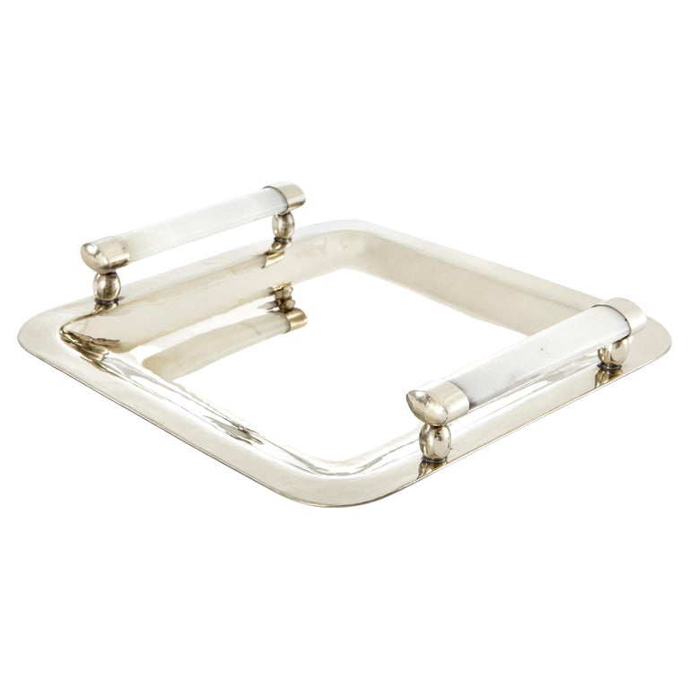 Valle Mini Large Silver Alpaca and Cream Onyx Stone Tray For Sale at ...
