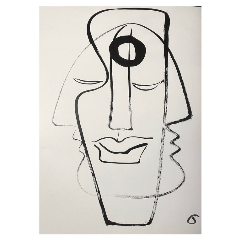 Strong-Cuevas Drawing "Bullseye" 1986 India Ink For Sale at 1stDibs