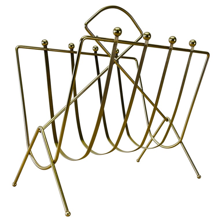 1960s Gold Atomic Style Magazine Rack at 1stDibs