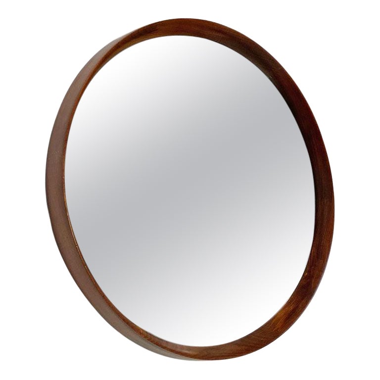 Mid-Century Modern Brass and Walnut Atomic Starburst Wall Mirror at 1stDibs