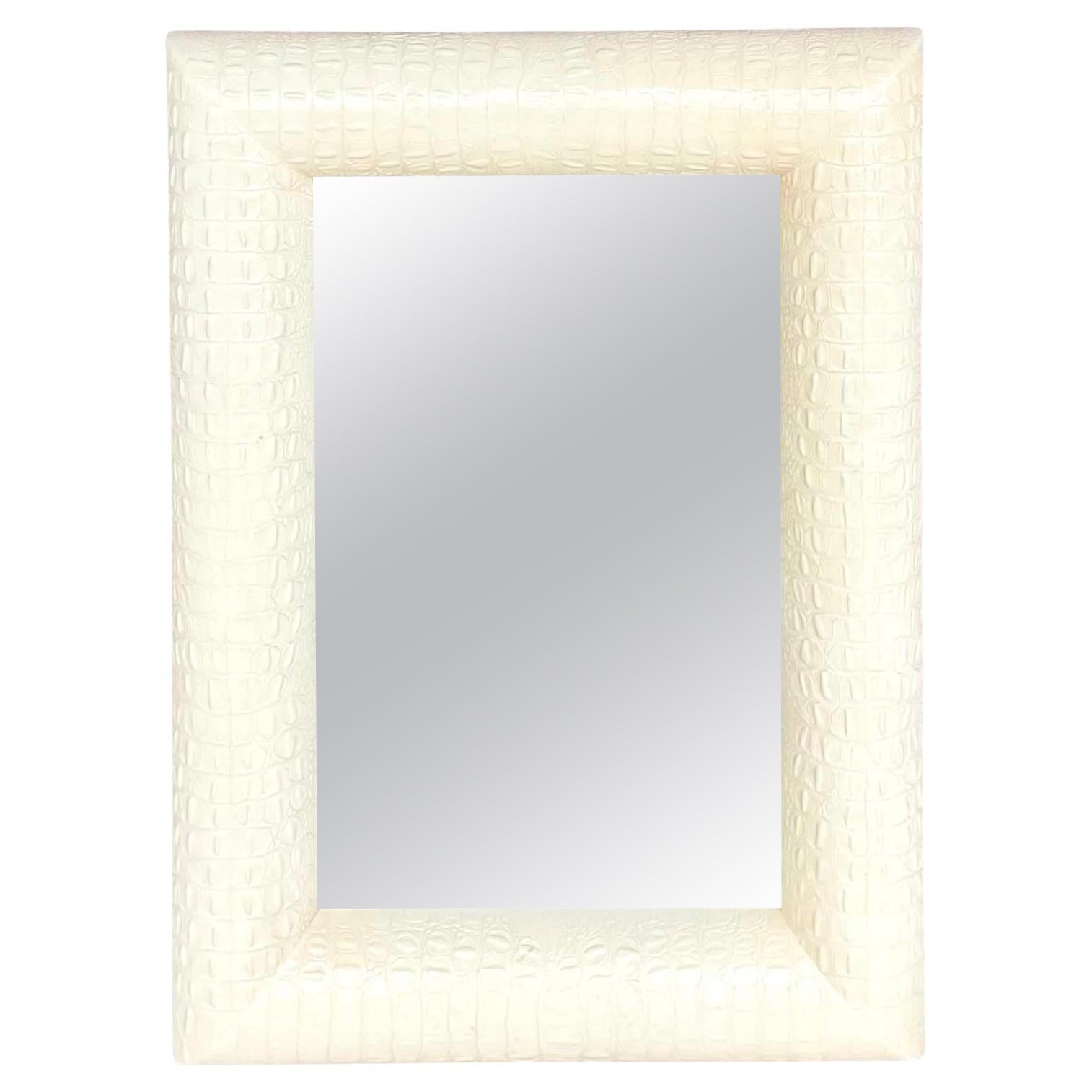 Round Stingray Skin Clad Wall Mirror after Karl Springer at 1stDibs