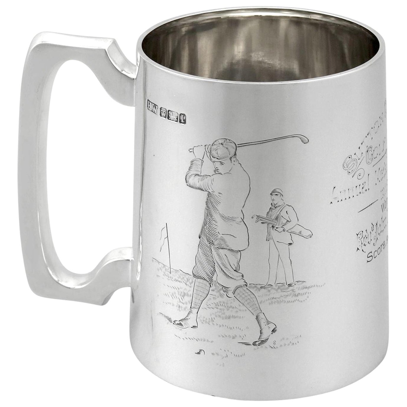 Antique Sterling Silver and Enamel Golf Club Cocktail Sticks at 1stDibs