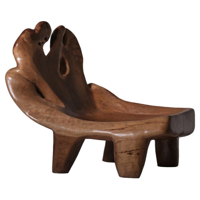 Carved Wooden Free Form Chaise, 1970s at 1stDibs