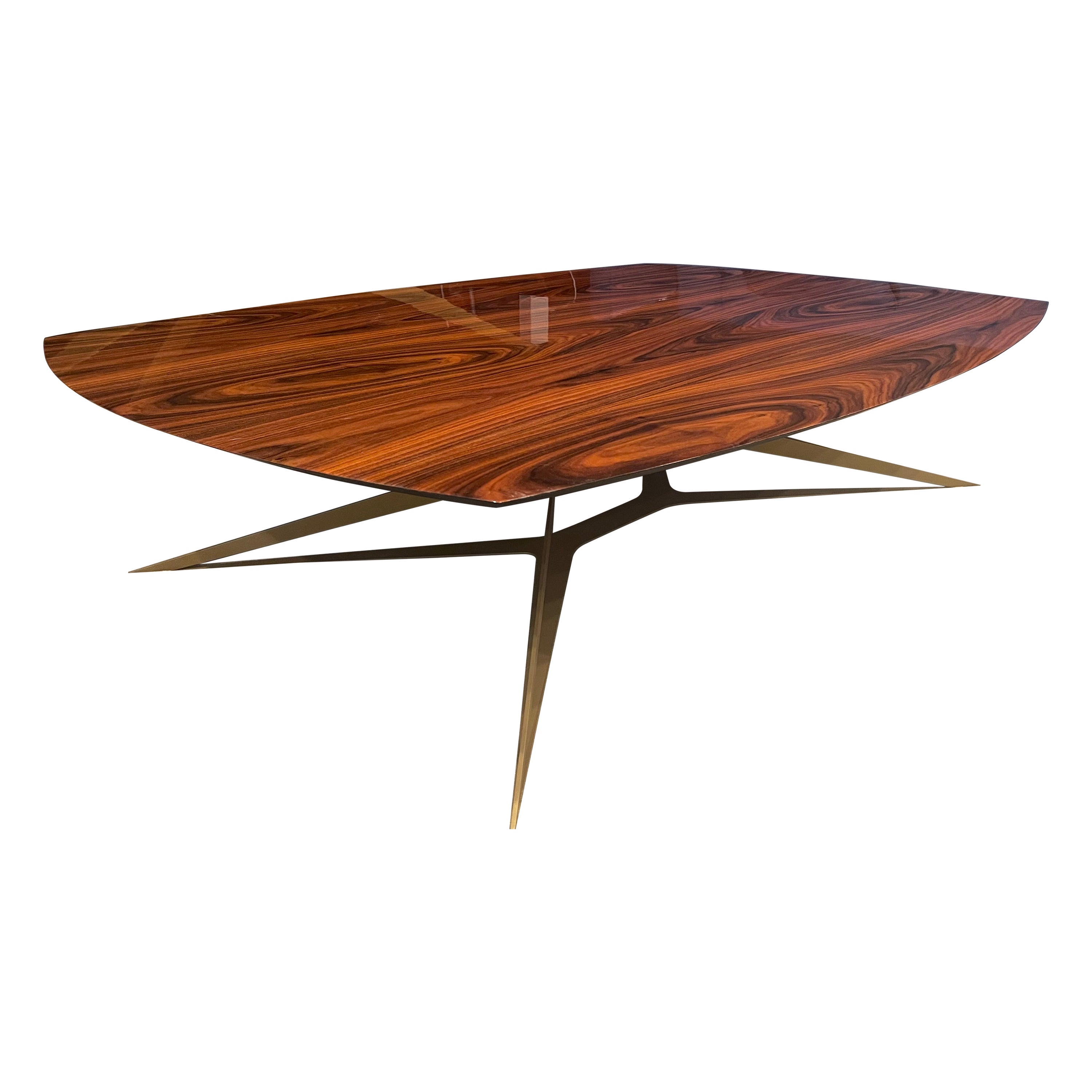 Blue Mahoe Wood Rectangular Low Coffee/Center Table with Brass Details ...