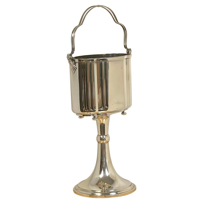 Modern Silver Plated Standing Double Champagne Bucket For Sale at 1stDibs