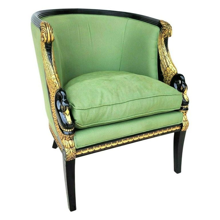 French Empire Directoire Swans Ebonized and Gilt Club Chair For Sale at ...