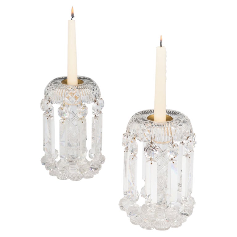 Fine Pair of Richly Cut Victorian Glass Lustres For Sale at 1stDibs