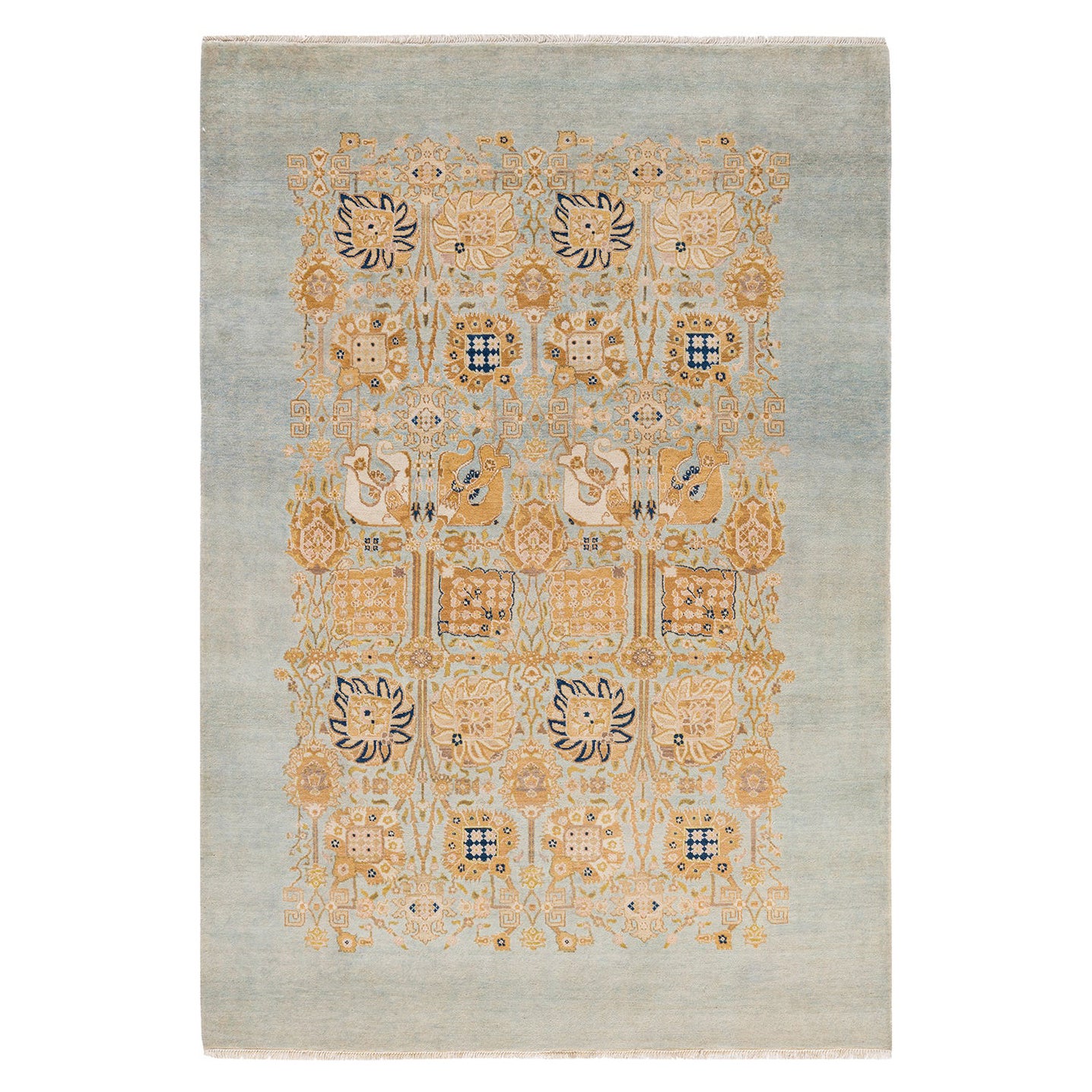 One-Of-A-Kind Hand Made Contemporary Eclectic Light Blue Area Rug For ...