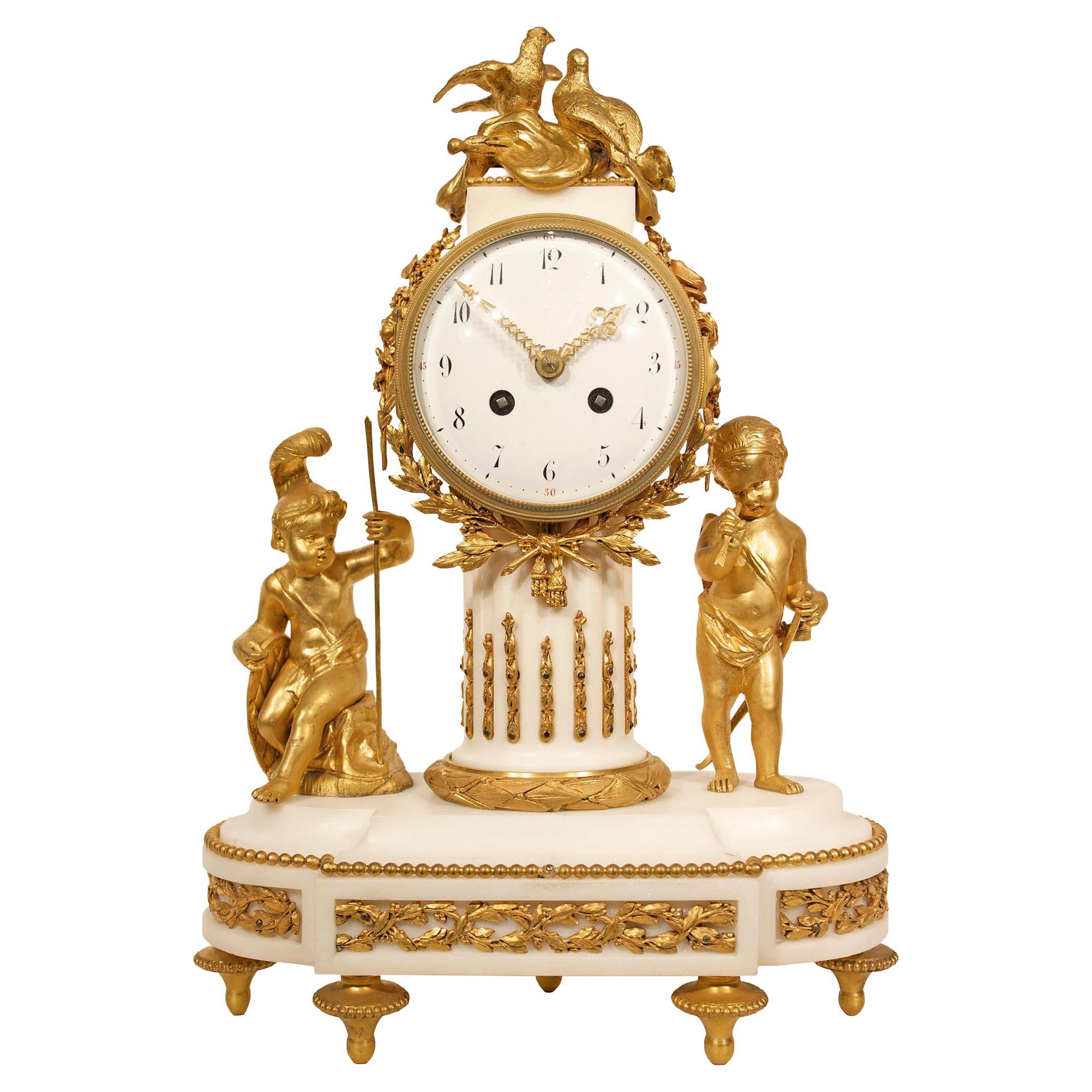 French White Marble Clock Retailed by Tiffany, 19th Century For Sale at ...