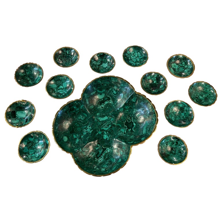 Italian Malachite Nut Dish Set For Sale at 1stDibs