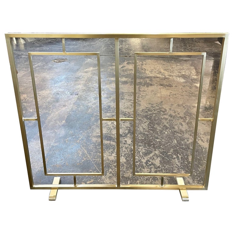 Modern Brass Fire Screen For Sale at 1stDibs