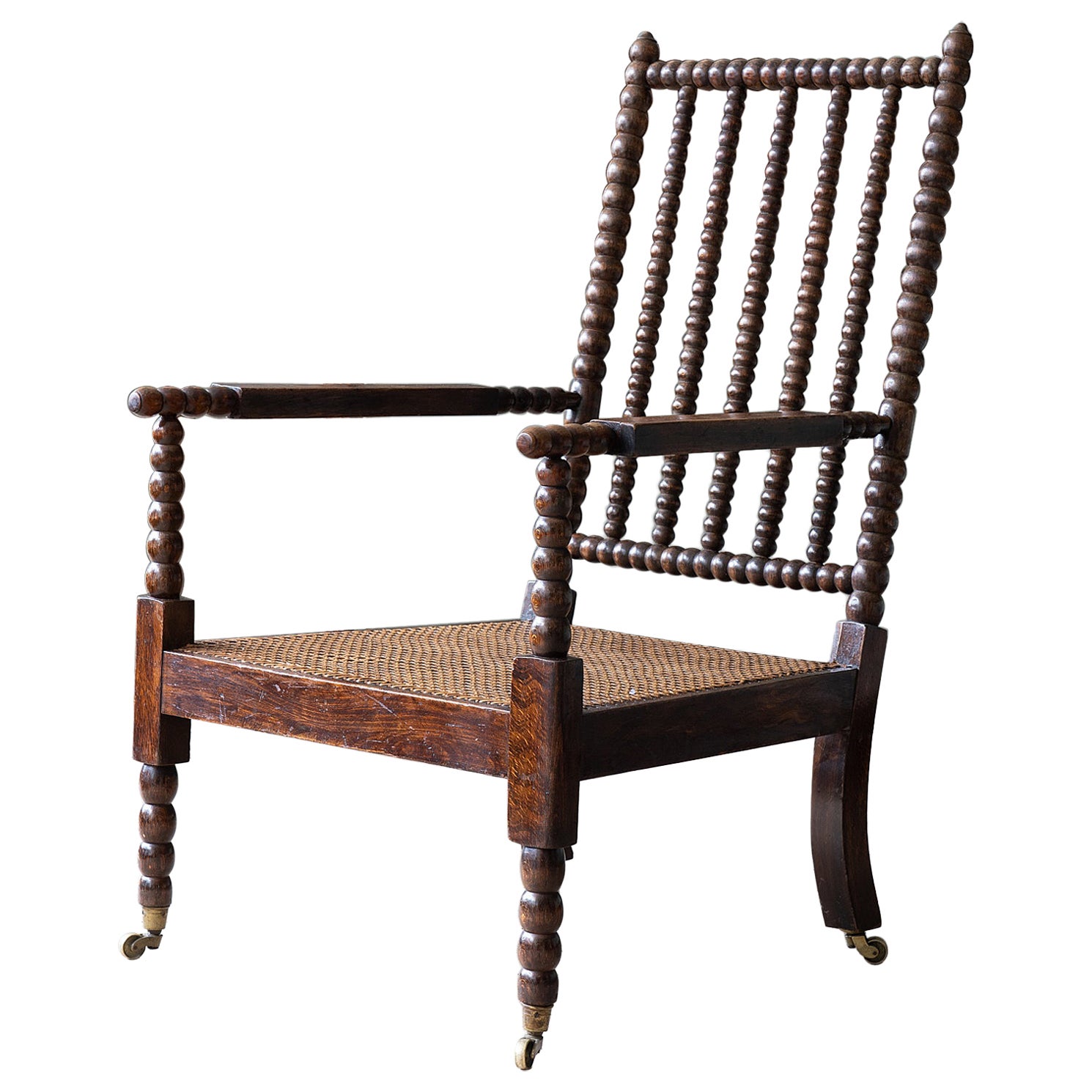 Antique English Turned Triangular Seated Beech Bobbin Turner Chair For ...