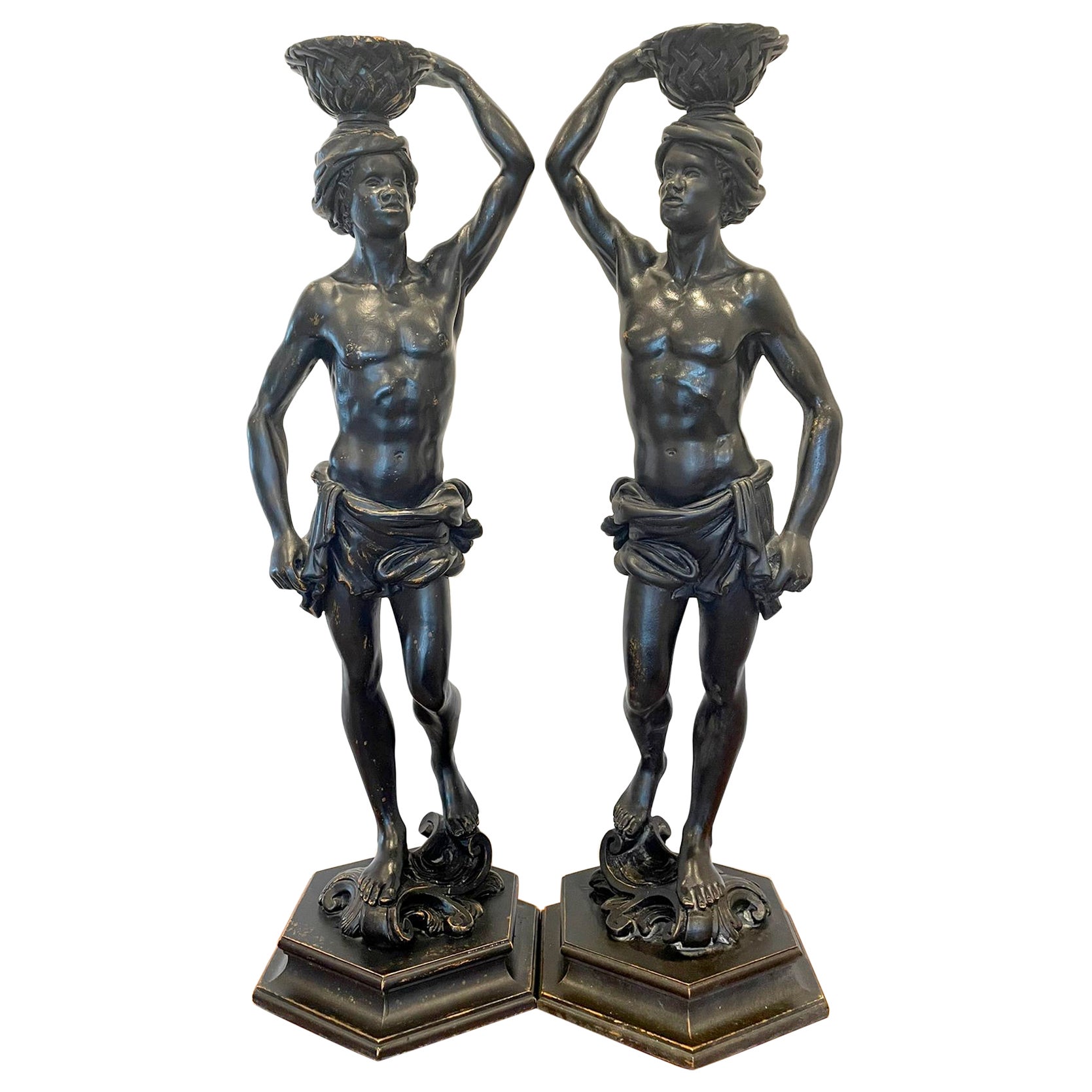 Pair of Antique Hebrew Stone Figures Sculptures For Sale at 1stDibs
