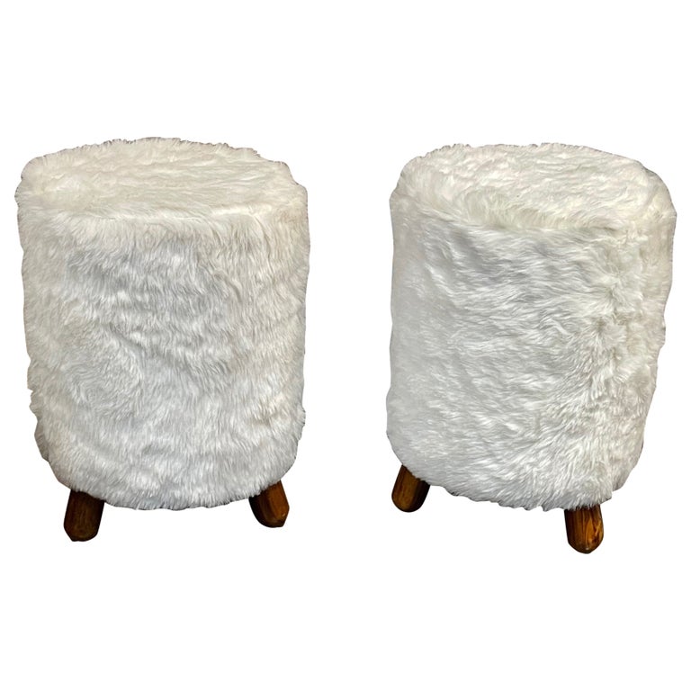 Pair of Italian Sherpa Stools For Sale at 1stDibs