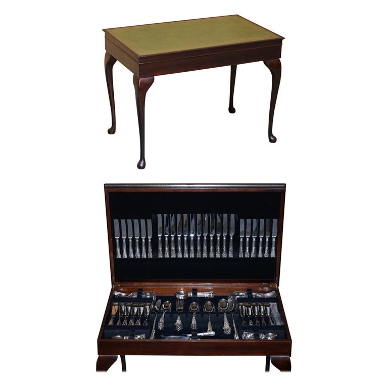 12 Place Setting Silver Plated and Espn Cutlery Set Inside Green ...