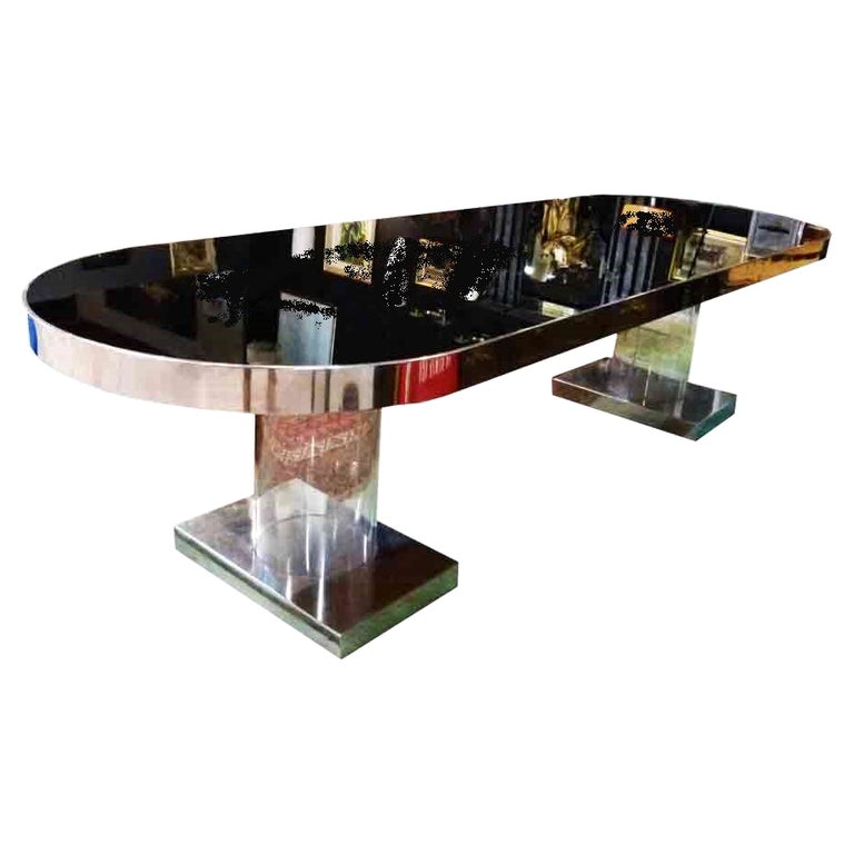 Modern Oval Conference Table in Glass and Methacrylate at 1stDibs