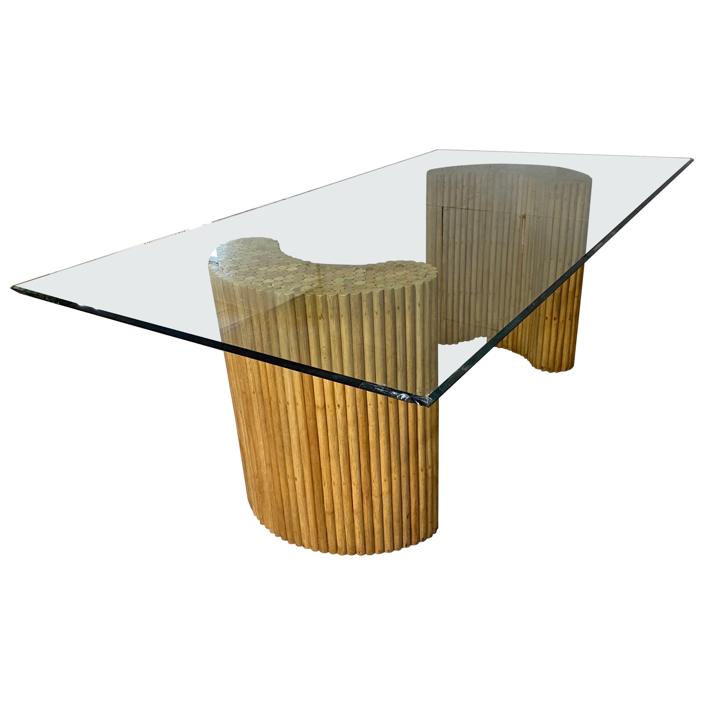 McGuire Organic Modern Bamboo Rattan Wrapped Dining Table For Sale at ...