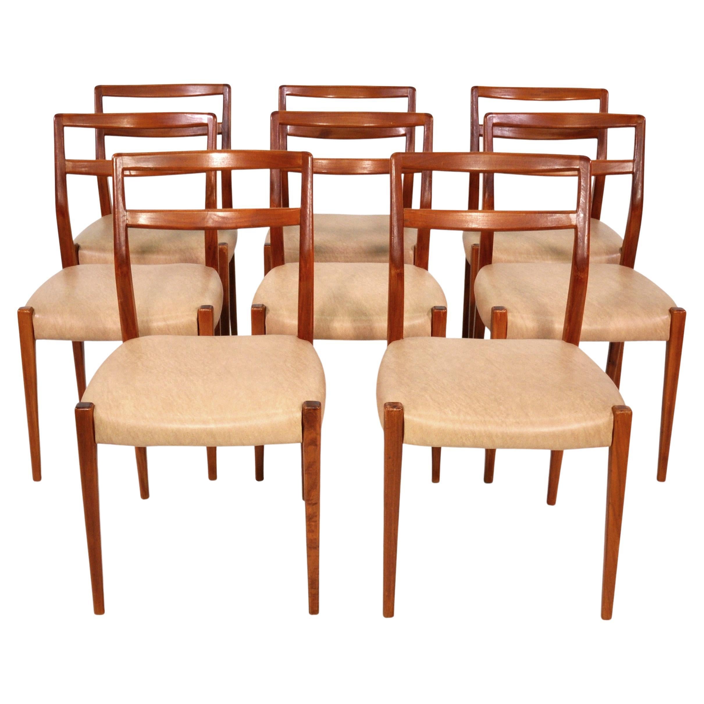 Set of 6 Danish Modern Povl Dinesen Teak/Leather Dining Chairs at 1stDibs