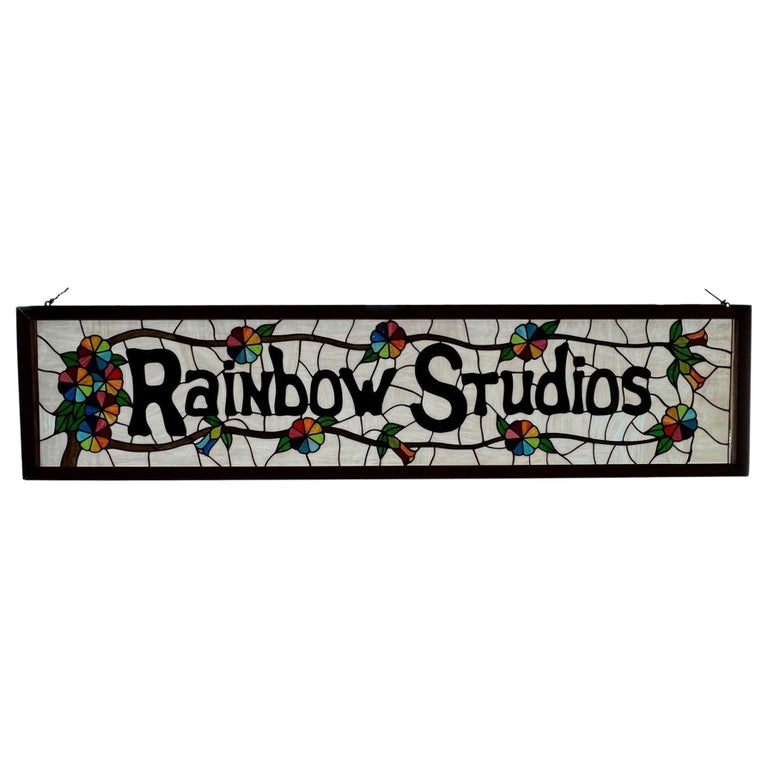 20th Century Vintage Stained Glass Window Rainbow Studios For Sale at ...
